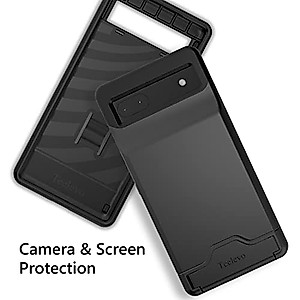 Teelevo Dual Layer Wallet Case for Google Pixel 6a (2022), Protective Case with 3-Card Storage for Google Pixel 6a - Black