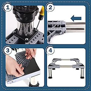 Kokorona Washing Machine Stand Mini Fridge Stand with 4 Strong Feet (9-10.2in High, Dual-Tube), Adjustable Refrigerator Base Multi-Functional Washer Dryer Pedestals, Max Load 440LBS