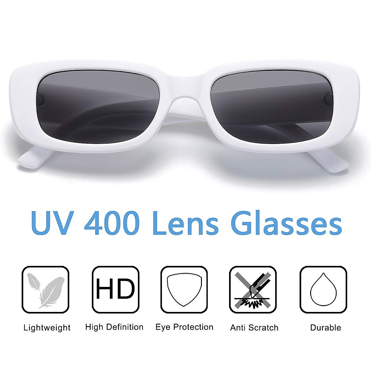 aisswzber Vintage Rectangle Sunglasses for Women Men 90s Fashion Narrow Square Frame Eyewear UV400 Protection