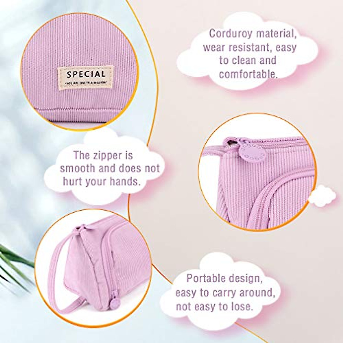 iSuperb Big Capacity Pencil Case Corduroy Large Pencil Pouch Portable Pen Bag Zipper Stationery Organizer Makeup Cosmetic Bags for Women Office