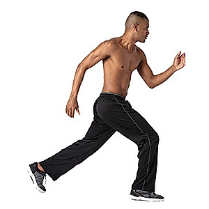 TOTNMC Men's Sweatpants Athletic Warm Up Pants Open Bottom Pants 2 Zipper Pockets Black/Gray