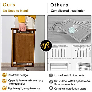 Small 3-Tier Shoe Rack for Closet & Entryway, Installation-free Foldable Bamboo Shoes Storage Organizer, Sturdy Free Standing Three Shelf Shoe Stand for 6-9 Pairs, Brown 20x17x9 Inches