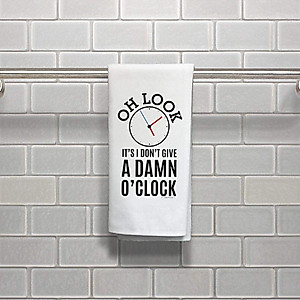 ThisWear Retired Gifts Oh Look It's I Don't Give a Damn O'Clock Chef Humor Gifts Decorative Kitchen Tea Towel White