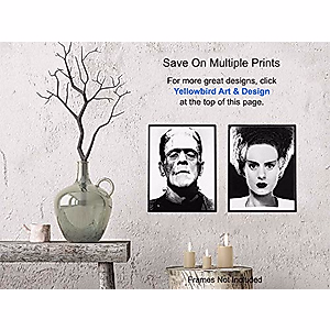 Frankenstein, Bride Poster Set - Gift for Vintage Hollywood Horror Monster Movie, Goth, Gothic Fan, Men, Teens, Kids Bedroom - 8x10 Funny Photo Photograph Wall Art Decor, Room Decorations Pictures