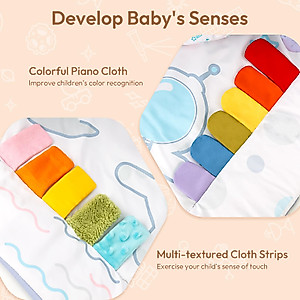 Woodtoe Baby Play Gym Wooden Baby Gym, Montessori Tummy Time Playmats with Natural Wooden Legs, Early Development Activity Gym, Newborn Gift for Infant to Toddler, 0-12 Months