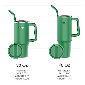 30 oz Tumbler with Handle and Straw, Insulated Cup with Straw and Lid, BPA Free Double Wall Stainless Steel Tumbler Stay Cold, Water Bottle with Handle for Adults, Forest Green