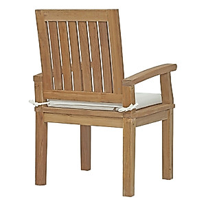 Modway EEI-2701-NAT-WHI Marina Premium Grade A Teak Wood Outdoor Patio, Dining Armchair, Natural White