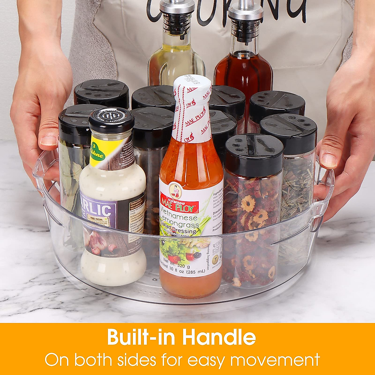 URALFA 2-Pack Lazy Susan Cabinet Organizer, Plastic Lazy Susan Turntable, 11" Rotating Round Lazy Susan Spice Rack Organizer for Pantry, Countertop, Clear