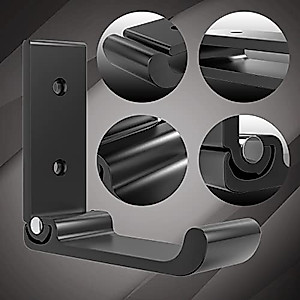 AUHSSAN 6Pcs 3'' Folding Coat Hooks Black Foldable Hooks Aluminum Alloy Wall Hooks Headphones Holder Wall Mounted with 12pcs Screws Set for Hanging Coats, Bags, Hat, Towel, Keys