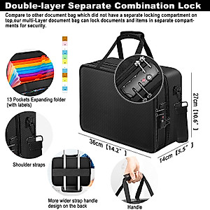 File Organizer Bag with 13 Pocket Accordion File Folder,ENGPOW Fireproof Document Organizer Bag with Lock,Multi-Layer Portable Document Storage Expanding Zip File Folder Filing Safe Box with Labels