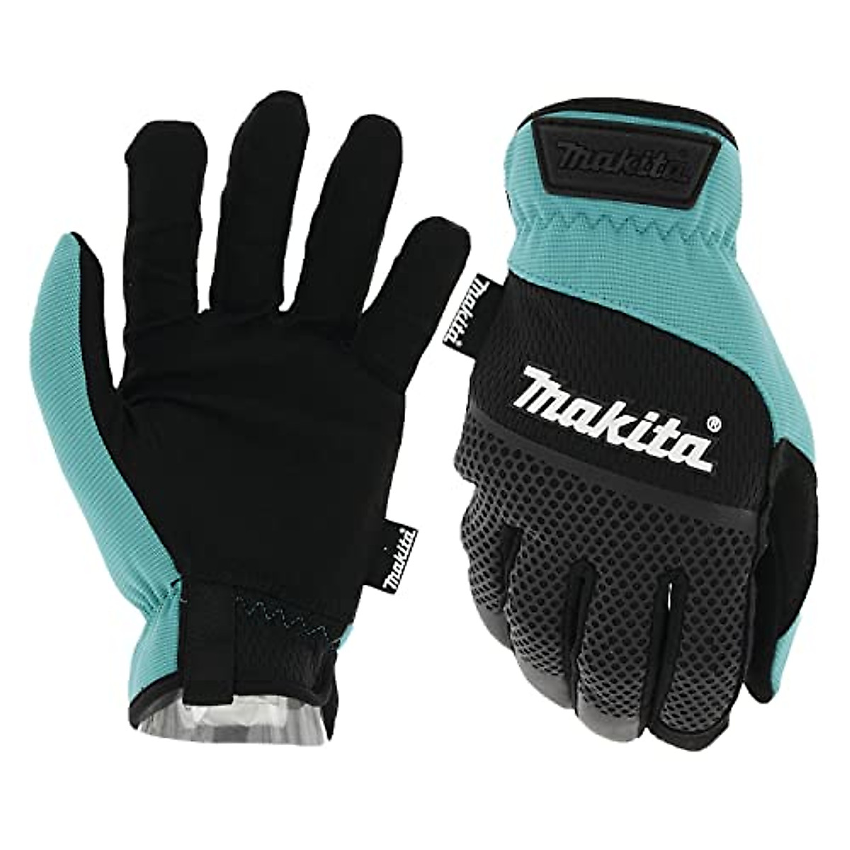 Makita Unisex Makita T 04167 Open Cuff Flexible Protection Utility Work Gloves Large , Teal/Black, Large US