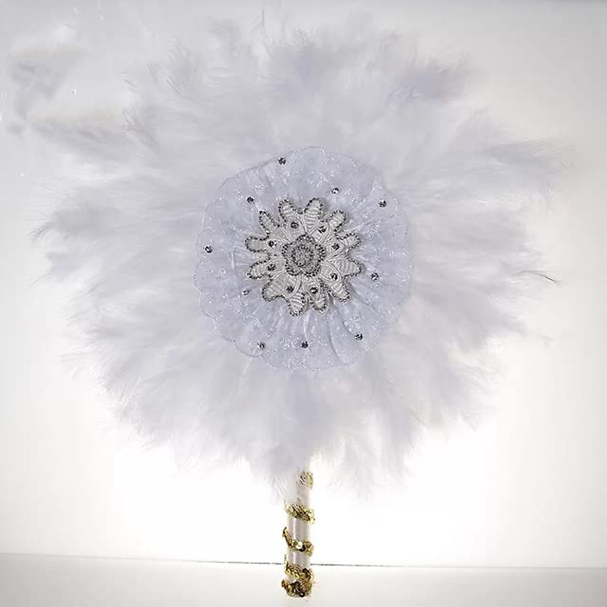 Custom Hand Fan with Feather Lace Dance Fans Abanico De Mano with Sequin Stone Spain Style Handmade Wedding Feather Photo Props