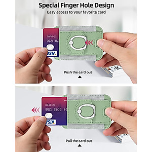 ExtreLife for Magsafe Wallet, Strongest Magnetic Wallet, for iPhone Wallet Magsafe with Ring Grip, Magnetic Card Holder Wallet for iPhone 15/14/13/12 Series, Vegan Leather, Fit 7 Cards, Matcha Green