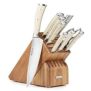 Wusthof Classic Ikon Creme 10 Piece Knife Set with Acacia Block