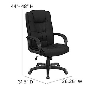 Flash Furniture Jessica High Back Black Fabric Executive Swivel Office Chair with Arms