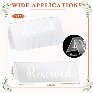 Teling 16 Pcs Acrylic Reserved Table Signs for Wedding Guest Reservation Seat Signs Waterproof Double Sided Reserved Tent Signs for Wedding Birthday Party Restaurants Meeting Chair Business Office