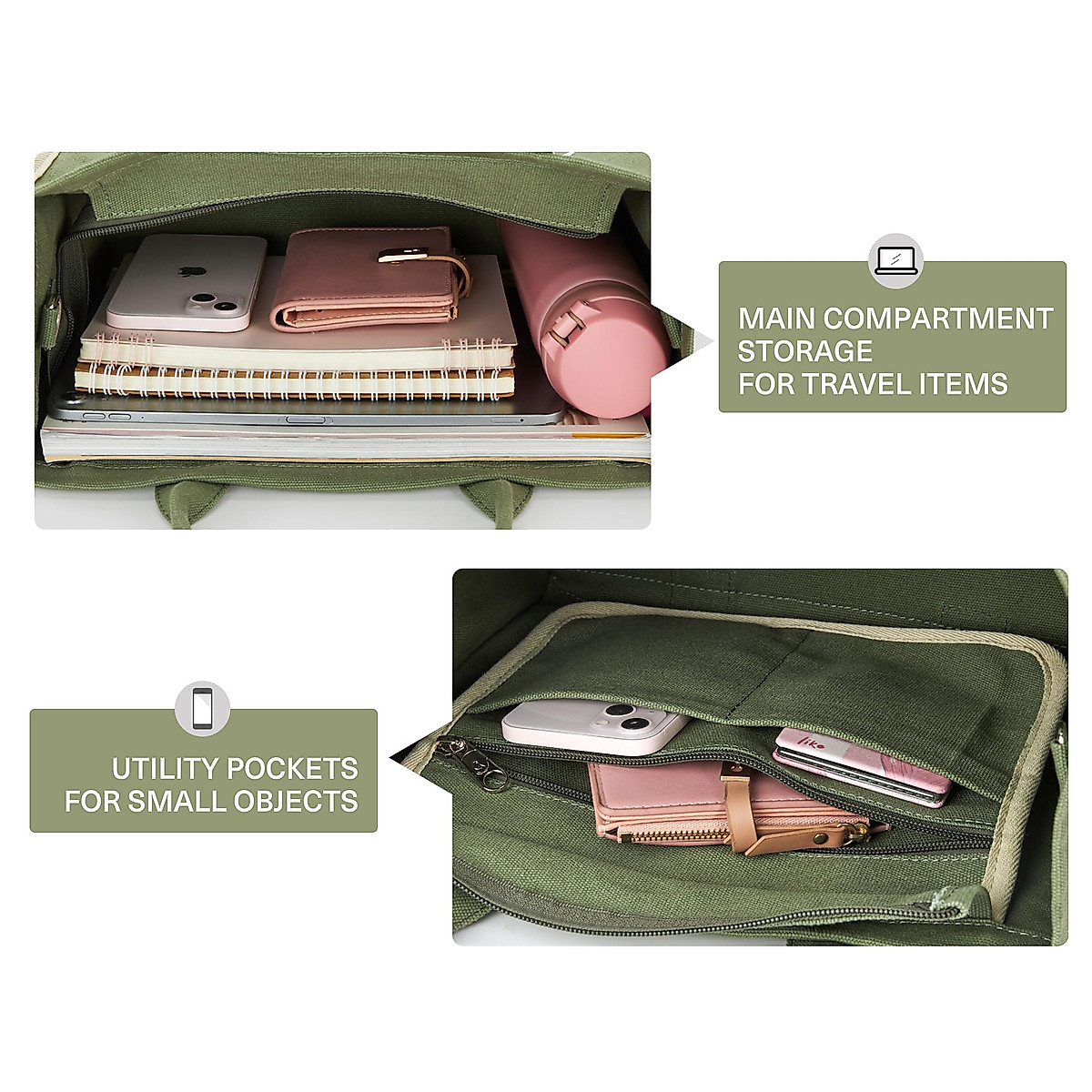 Tote Bag For Women,The Womens Tote Bags with zipper,Canvas Tote Purse Can shoulder/crossbody,Handbag