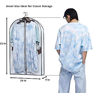 Mskitchen Hanging Clothes Bag with 4" Gusseted Garment Bag (Set of 6) for Storage Suit Bag for Closet Clear Garment Bags Jacket Covers Garment Bags for Suits, Sweaters, Shirts - 24" x 32"x 4"/ 6 Pack