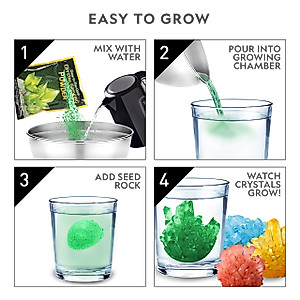 National Geographic Crystal Growing Kit - Grow 8 Light-Up Crystals, Science Gift for Kids 8-12