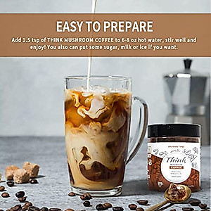 Instant Mushroom Coffee Mix, with Lion’s Mane Mushroom (30% Beta-glucans), Ginkgo, Alpha-GPC, Bacopa, PS, L-Theanine, Medium Roast Arabica Coffee Powder - 24 Servings