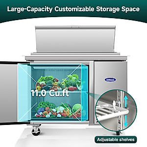 ORIKOOL 44" Commercial Pizza Prep Table, 11 Cu.ft Capacity, ETL & DOE Listed