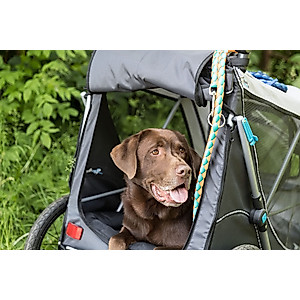 TRIXIE 2-in-1 Dog Bike Trailer and Pet Stroller for Medium Dogs up to 66 lbs, Quick Set-up and Fold Down, Gray