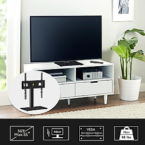 FORGING MOUNT Universal Swivel TV Stand with Tempered Glass Base for 26-55" TVs-Height Adjustment Tabletop TV Base Stand Mount, Holds up to 88lbs, Max VESA 400x400mm