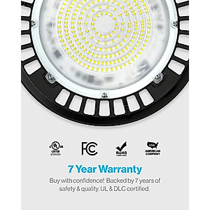 Sunco 6 Pack UFO LED Plug & Play High Bay Light, Lighting for Warehouse, 5000K Daylight, 150W, Power Cord Included, 19500 LM, 120VAC, IP65 Waterproof Shatterproof Fixture - UL Listed