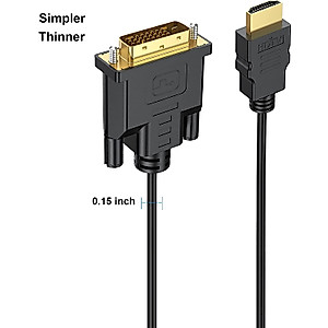 HDMI to DVI Cable 3ft 5-Pack, Bidirectional DVI to HDMI Cord Adapter 1080P Video High Speed Compatible for Computer, PC, Raspberry Pi, Roku, Xbox One, PS4 PS3, Graphics Card