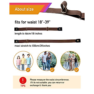 YUNDUOJIA No Buckle Comfortable Elastic Stretch Belts for Womens, Black Elastic Waist Adjustable Invisible Belts for Jeans Pants（2 Sets）