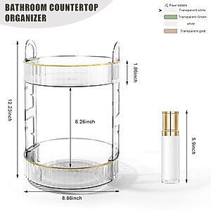 TENDER EPOCH 360 Rotating Makeup Organizer for Vanity,High-Capacity Cosmetics Skincare Organizers and Storage, Bathroom Countertop Organizer Spinning Perfume Organizer - 2 Tier - Clear