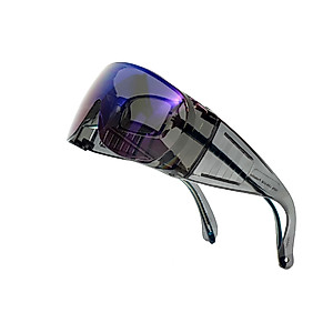 Calabria 1003 Fit Over Safety Glasses Fitover Eyewear Blue/Green/Silver Mirror 3 Pack Bulk Men Women Tinted Anti-Fog Scratch