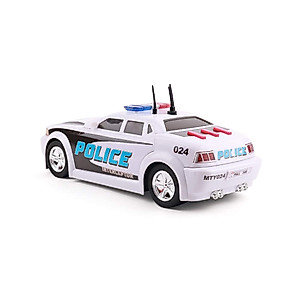 Mighty Fleet Rescue Force 12" Police Cruiser Toy: Realistic Lights & Sound Effects, Free Wheeling Play & Batteries Included - Ages 3+