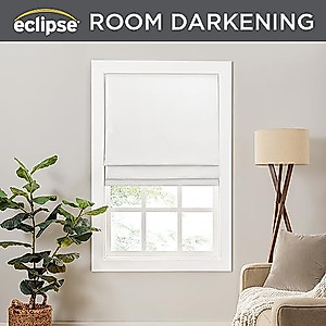 Eclipse Lane Cordless Roman Shades for Windows, Room Darkening, 23 in Wide x 64 in Long, Noise Reducing and Energy Efficient Window Treatments for Living Room, Bedroom or Office, White