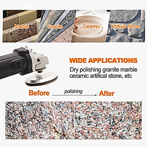 BRSCHNITT Dry Diamond Polishing Pad Set,7pcs 4 inch #50 for Stone Marble Quartz Granite Sanding Disc Countertop Polish Polisher Pads Kit Tools used on Grinder or Polisher