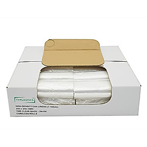 TYPLASTICS Trash Can Liner- Wholesale 1000 Count 7-10 Gallon 24" X 24" with 55 Gallon 36" x 60" - HD Garbage Bags 200 Count