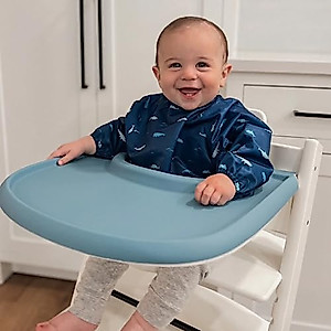 Full Cover High Chair Placemat for Stokke Tripp Trapp Baby High Chair, Silicone Placemats, High Chair Tray Finger Foods Placemat for Boys and Girls, Babies, Toddlers (Sage)