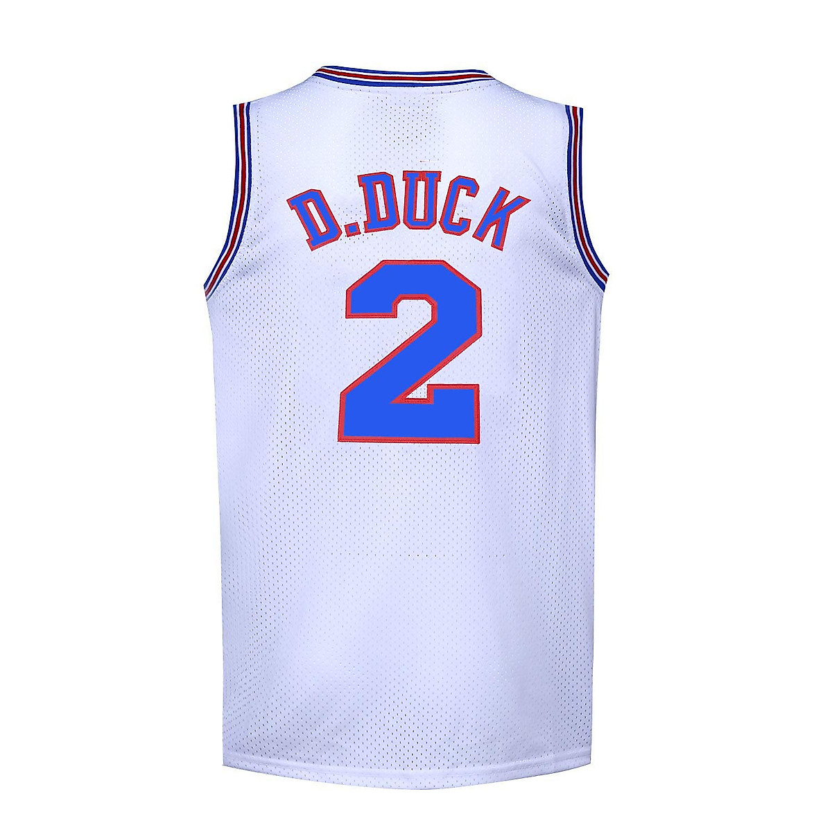 Mens Basketball Jersey #2 D Duck 90s Moive Space Shirts (White, Large)