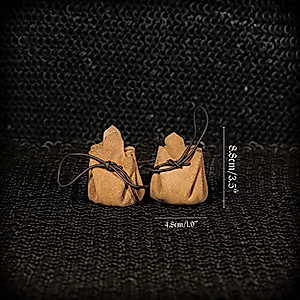 Mythrojan Suede Drawstring Pouches LARP Suede Medieval Trinket Bag Set of 2 Brown