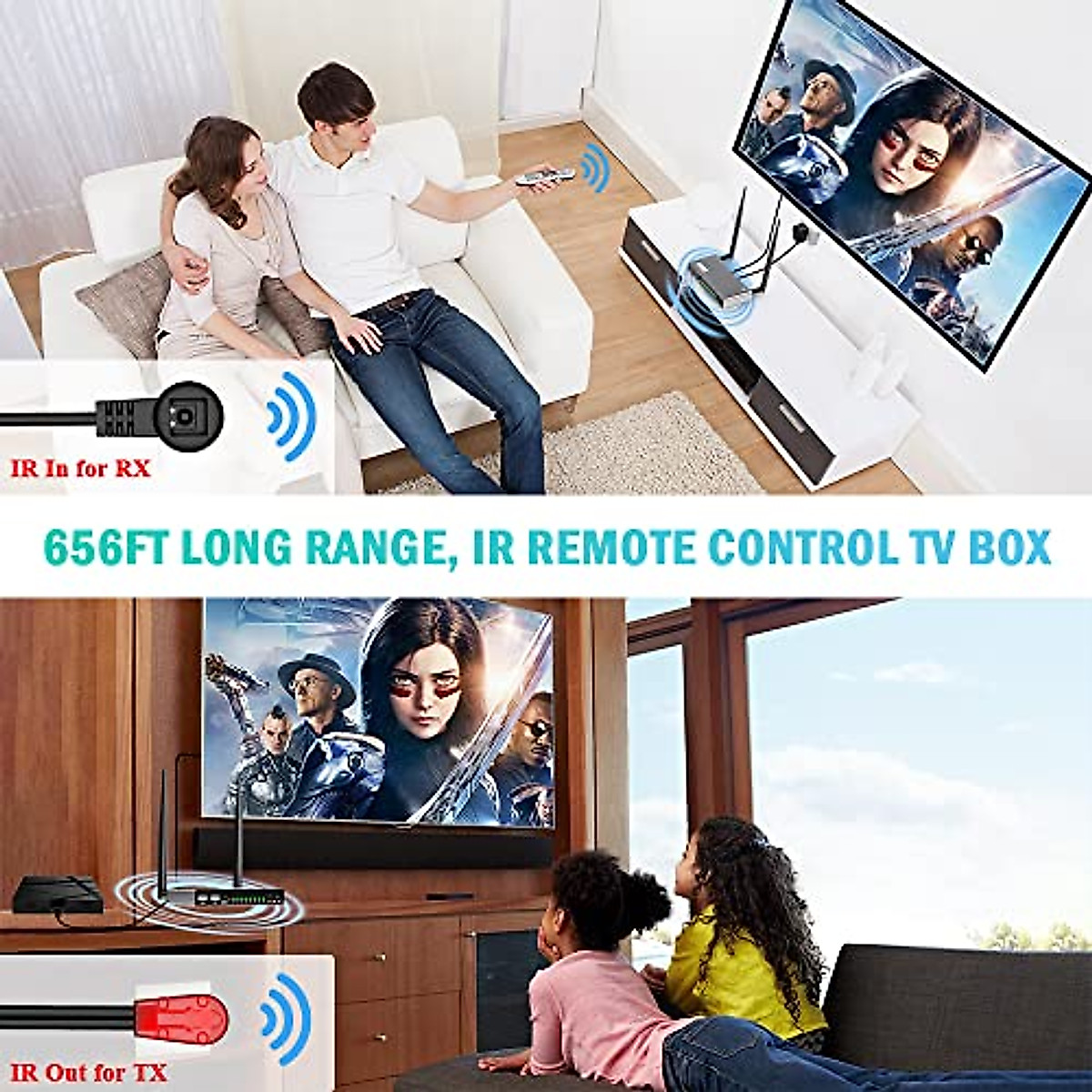 Wireless HDMI Transmitter and Receiver with KVM & IR Pass-Through, TIMBOOTECH 1080P, 5G, 656FT Through Wall Extender Live Streaming Video/Audio to HDTV/Projector/Monitor - Support Multiple Receivers