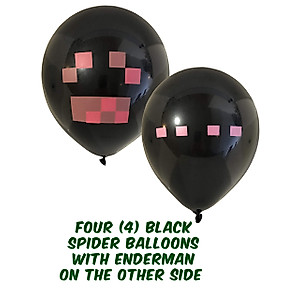Party Ninja 24 Pack of Extra Large Pixel Miner Crafting Birthday Balloons - Double Sided Prints - 12" Party Balloons For Birthday Party Decorations