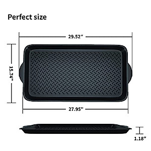 Matace 100% Rubber Boots Tray for Entryway - Rubber Mat - Shoe Tray - Rubber Shoe Mats for Shoes and Boots - Indoor and Outdoor Use, 3 Pack, 27.95"x 15.74", Black