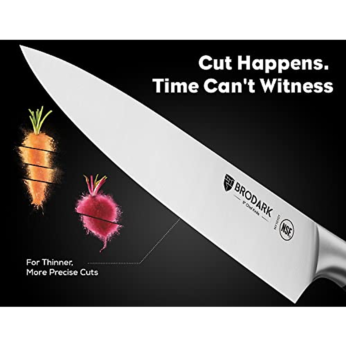 BRODARK Kitchen Knife Set with Block, Full Tang 15 Pcs Professional Chef Knife Set with Knife Sharpener, NSF (Food Safe) German Stainless Steel Knife Block Set, Steel-king Series with Gift Box