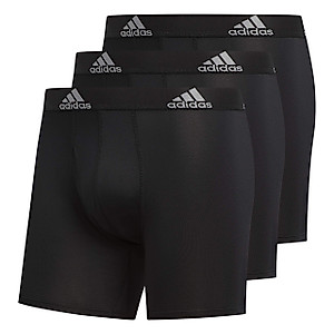 adidas Men's Microfiber Boxer Brief Underwear, Athletic fit (3-Pack), Black/Light Onix Grey/Performance, XX-Large
