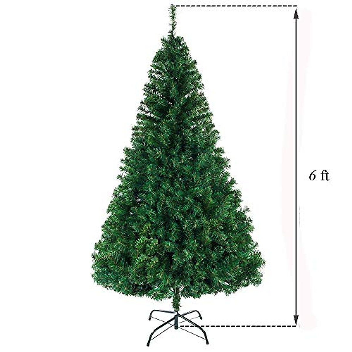 6ft 1050 Branch Christmas Tree Foldable Metal Stand, Indoor Xmas Full Tree for Office Home Store Party Holiday Deco