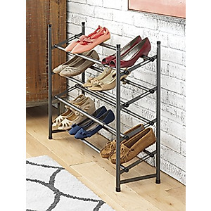 Whitmor 6905-8388 4-Tier Shoe Rack Gunmetal Gray