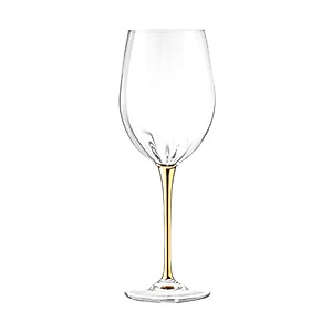 Barski Goblet - Red Wine Glass - Crystal Glass - Water Glass - Shiny Gold Stem - Stemmed Glasses - Set of 6 Goblets - 18 oz Made in Europe