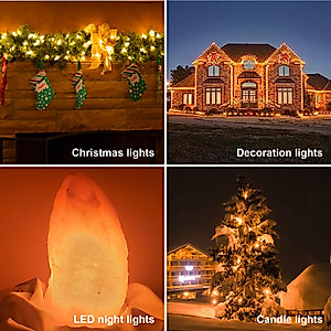 50 Pack C9 Led Christmas Lights Bulb, C9 Replacement LED Christmas Lights Outdoor Bulb, C9 Shatterproof Led Bulb for Christmas String Lights, E17 Base, Commercial Grade 2200K Warm White Bulbs