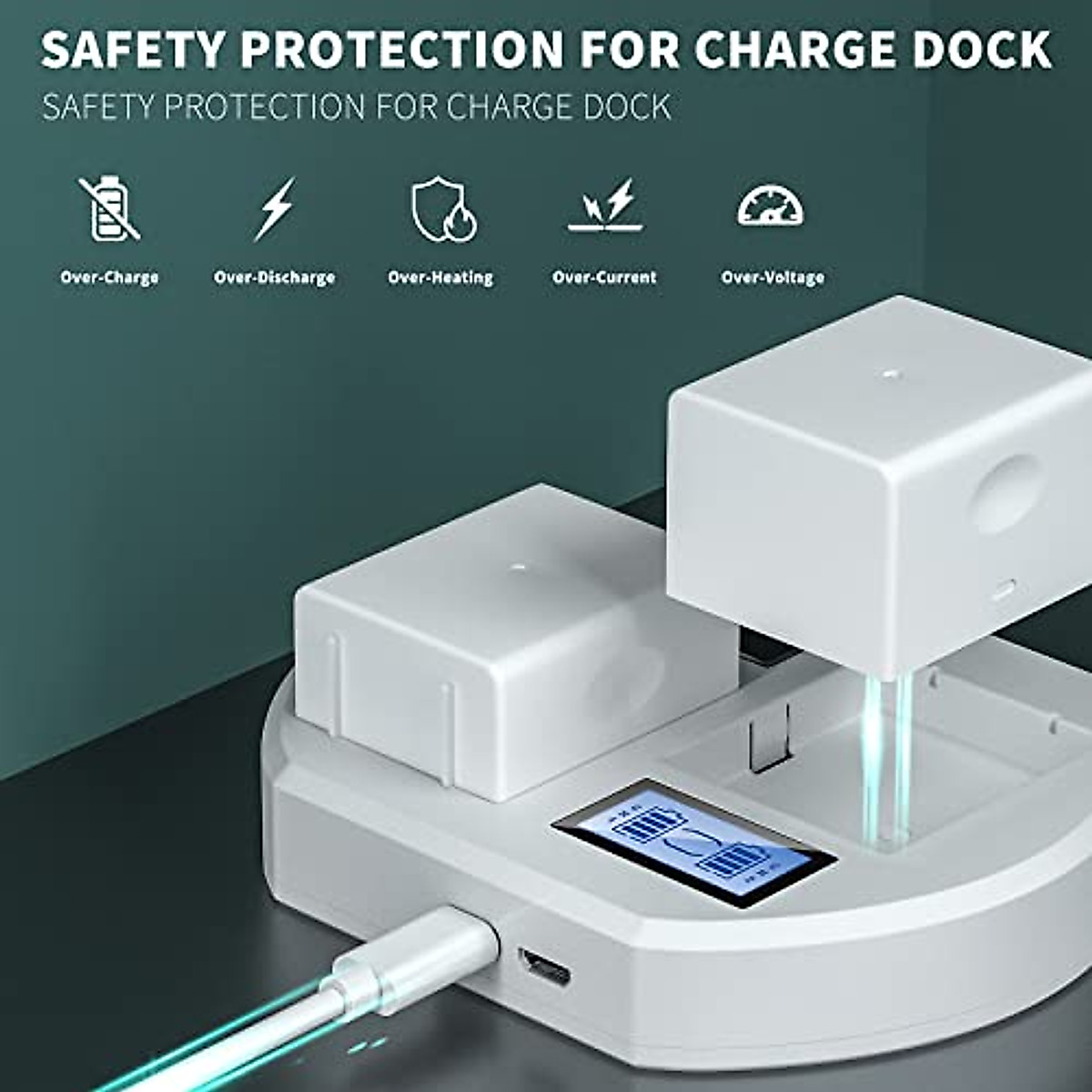 Taken Arlo Pro 4 Battery 3.85V 4800mAh Arlo Batteries Replacement Long Lasting Arlo Camera Batteries for Arlo Ultra 2 Arlo Pro 3 Pro 4, 2 Pack with Arlo Battery Charger Station