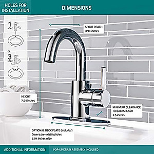 Peerless Precept Single Hole Bathroom Faucet, Single Handle Bathroom Faucet Chrome, Bathroom Sink Faucet, Drain Assembly, Chrome P191102LF